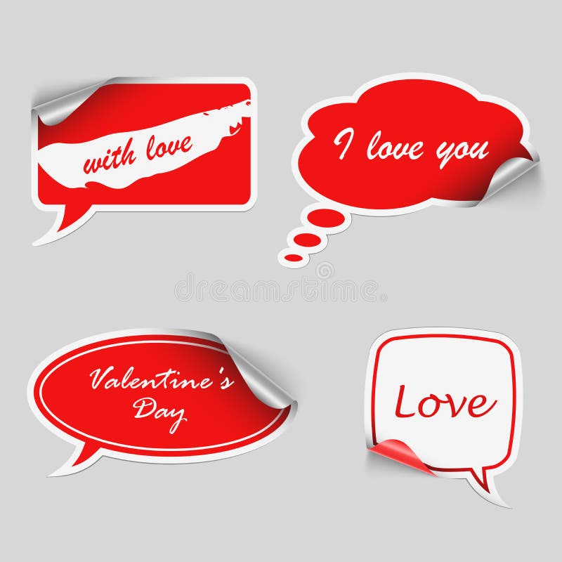 Valentine Red Stickers Dialog Bubble Stock Vector - Illustration of ...