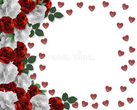 Valentine Red and White Roses Border Stock Illustration - Illustration ...