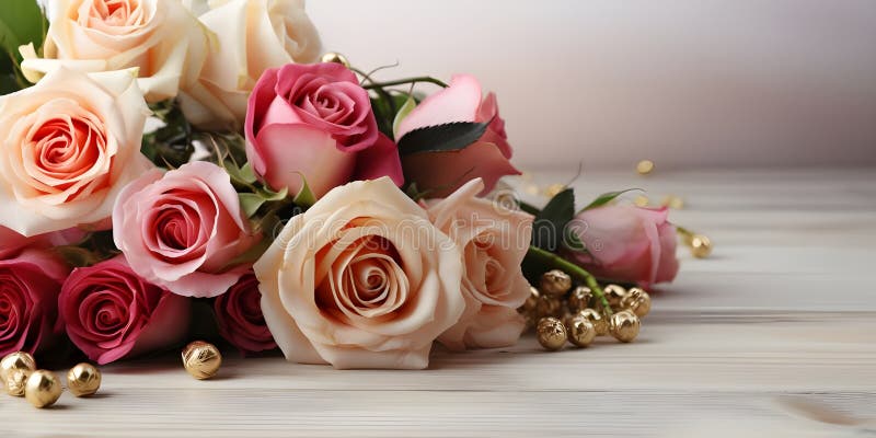 Valentine Roses Decorative Beads Wedding Invitation Design Stock Image ...