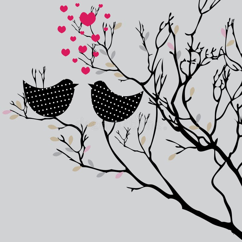 Love Birds on a Tree - Vector Stock Vector - Illustration of birds ...