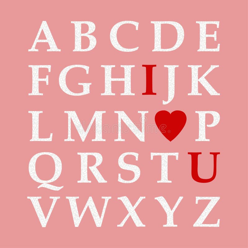 Valentine`s Day Alphabet, Love ABC Stock Vector - Illustration of ...