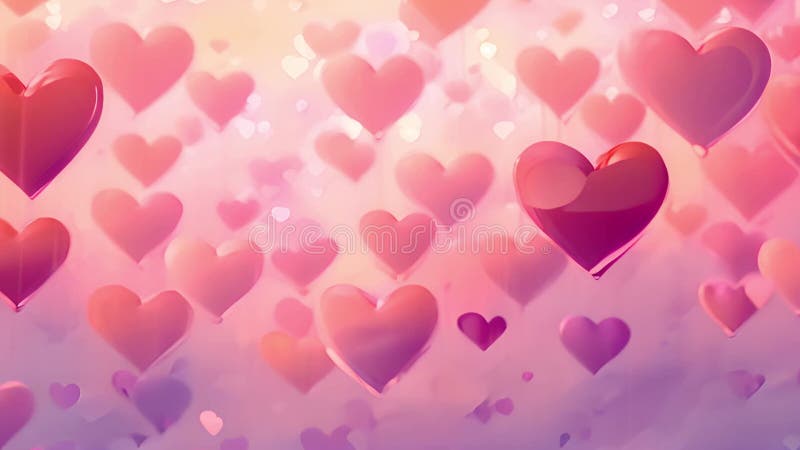 Valentine S Day Background Pastel Pink Hearts Moving Around Soft