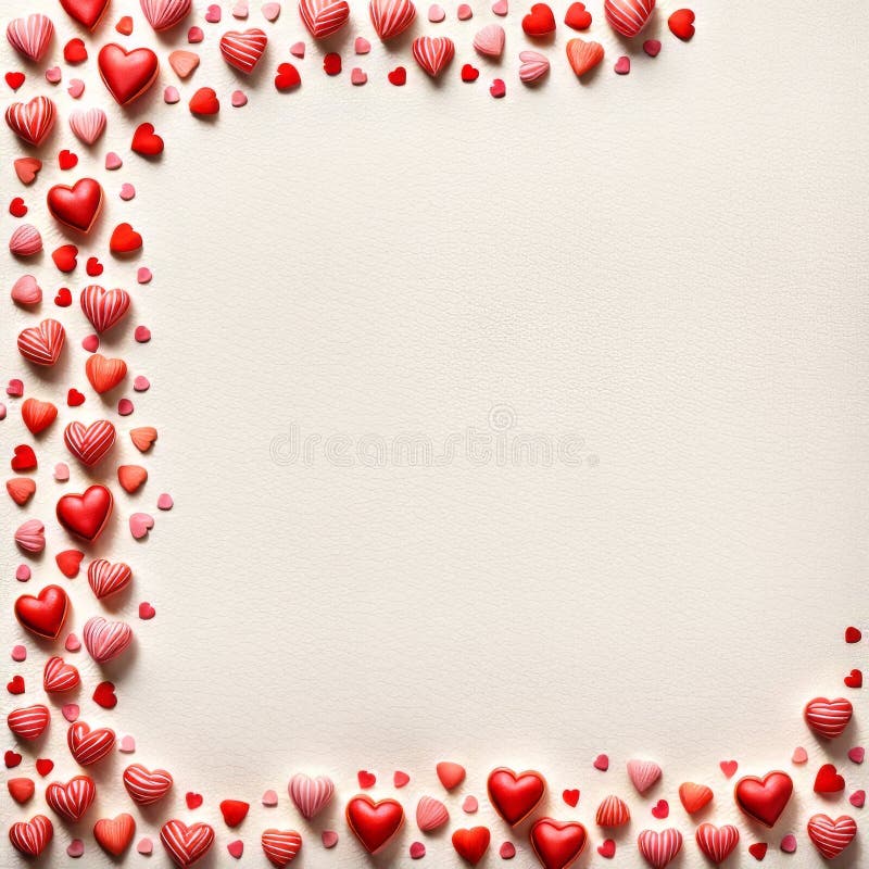 Valentine S Day Background with Red Hearts Corner Frame, Copy Space ...