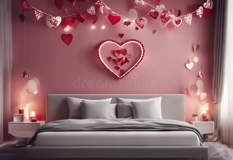 Valentine S Day Day Bedroom Interior Decorated Modern Stock ...