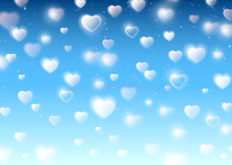 Valentine`s Day Blur and Glow White Falling Hearts. Vector Illustration ...