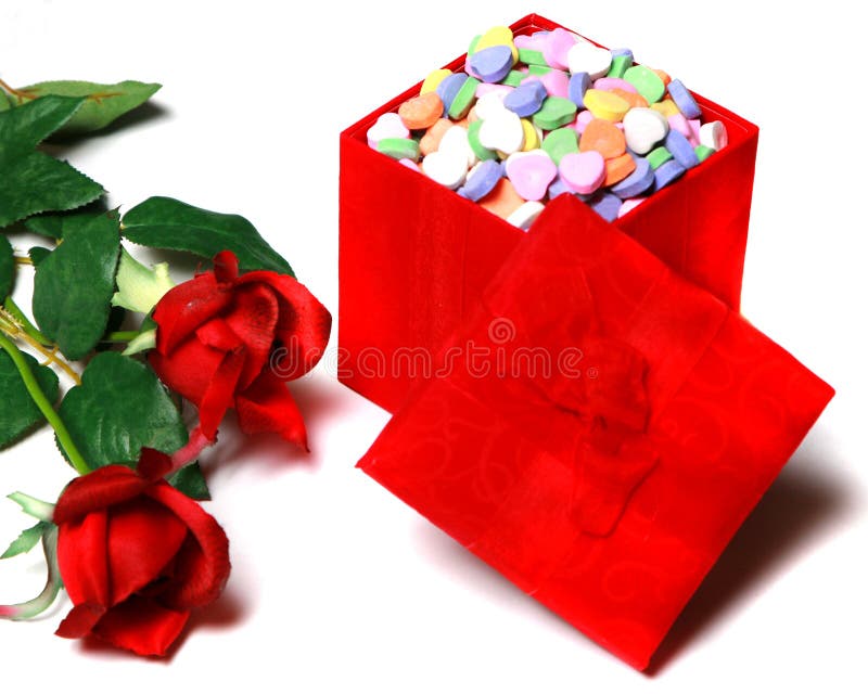 Valentines Day Candy and Red Roses Stock Image - Image of couples ...