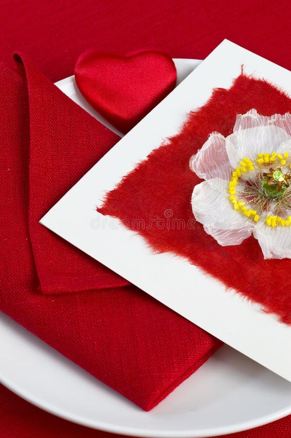 Valentine S Day Card on Plate Stock Photo - Image of envelope ...