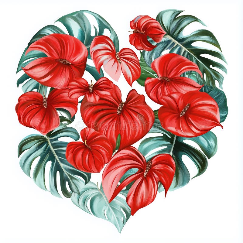 Valentineâ€™s Day Card with Red Amaranth in the Shape Stock ...