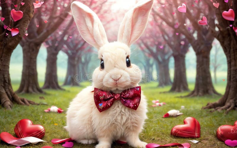 A Valentine S Day Celebration with the Cutest Bunny in Love Stock ...
