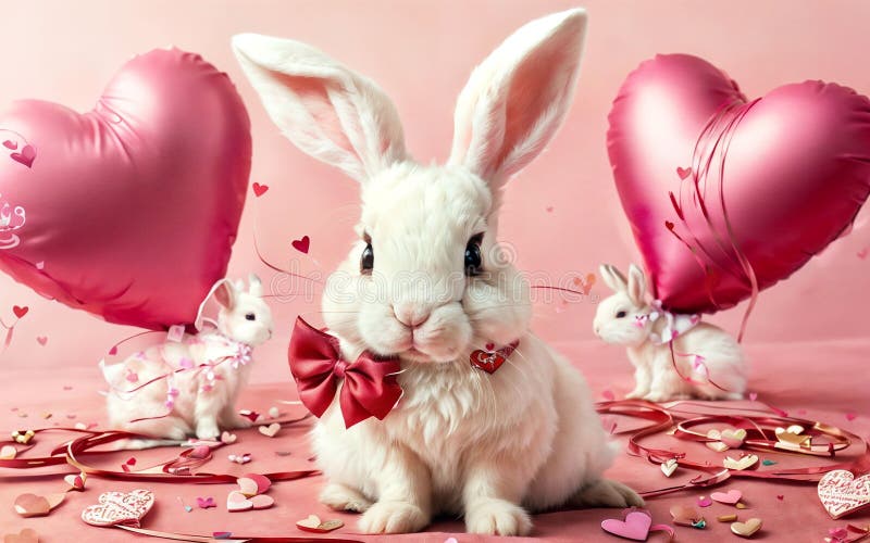 A Valentine S Day Celebration with the Cutest Bunny in Love Stock ...