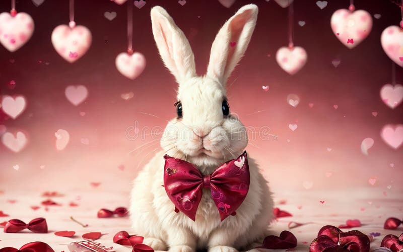 A Valentine S Day Celebration with the Cutest Bunny in Love Stock ...
