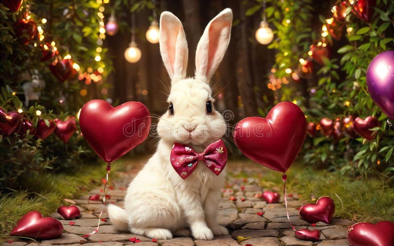 A Valentine S Day Celebration with the Cutest Bunny in Love Stock ...