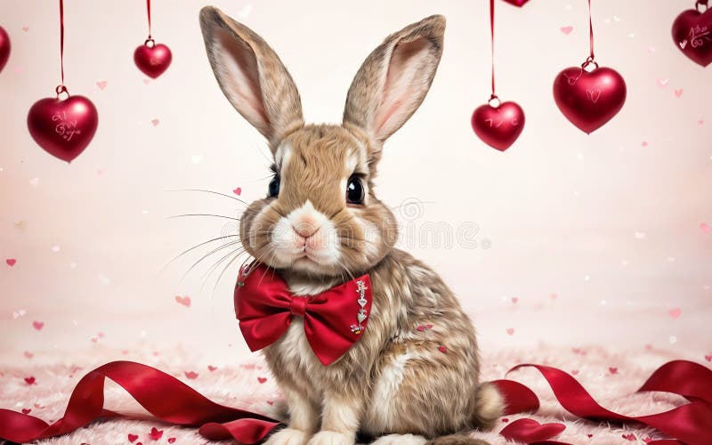 A Valentine S Day Celebration with the Cutest Bunny in Love Stock ...