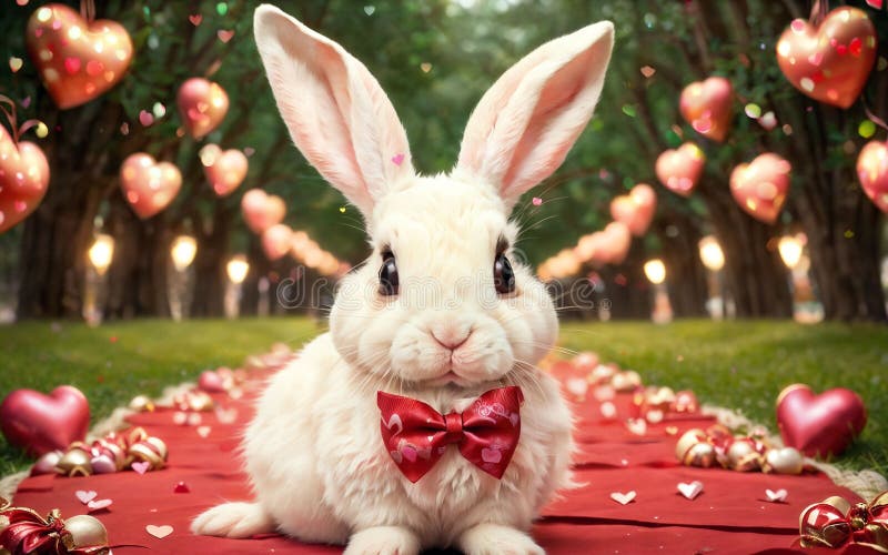 A Valentine S Day Celebration with the Cutest Bunny in Love Stock ...