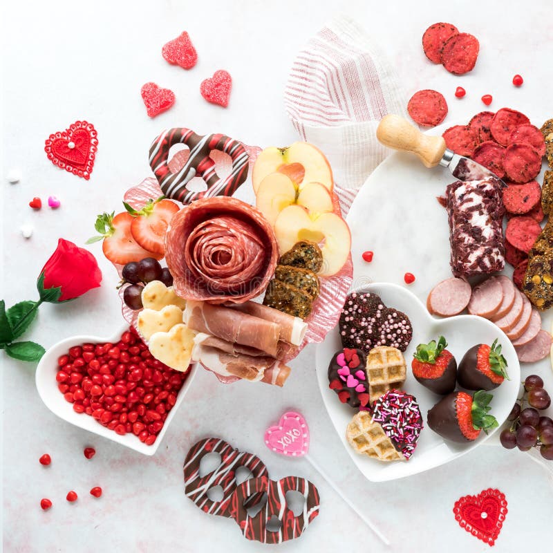 A Valentine S Day Charcuterie Spread Ready for Sharing. Stock Image ...