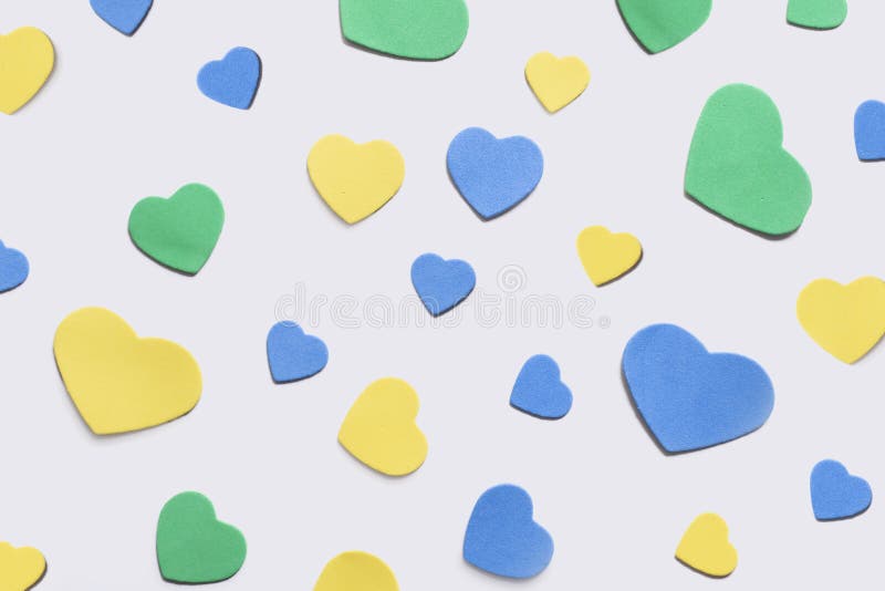 Valentine`s Day Concept. Isolated Multi-colored Hearts on a White ...