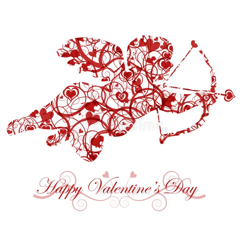 Valentine S Day Cupid With Bow And Heart Arrow Stock Illustration