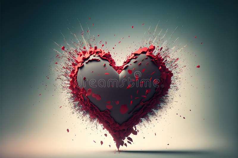 Valentine S Day Exploding Heart Card. Generative AI Stock Illustration ...