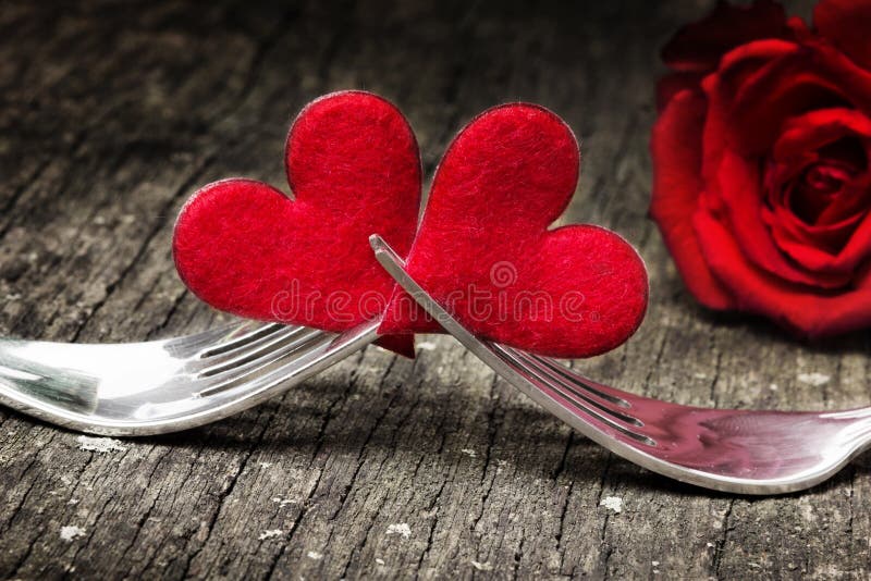 Valentine`s Day, Forks, Heart, Rose Stock Photo - Image of card ...