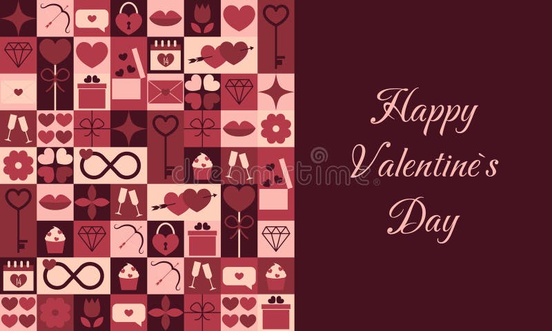 Valentine`s Day Geometric Pattern of Abstract Modern Shapes with ...