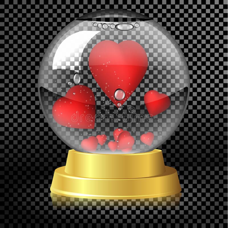 Valentine`s Day. Glass Globe with Hearts Inside Stock Vector ...