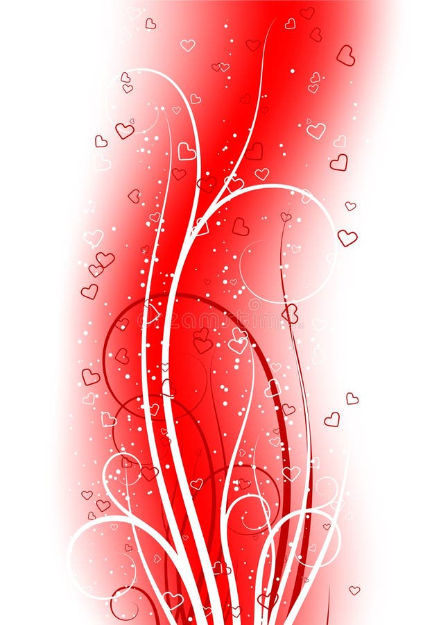 Valentine S Day Greeting Card with Scroll Heart on Red Backgroun Stock ...