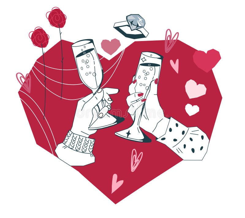 Valentine S Day With Hands Of Loving Dating Couple Vector Illustration Isolated Stock