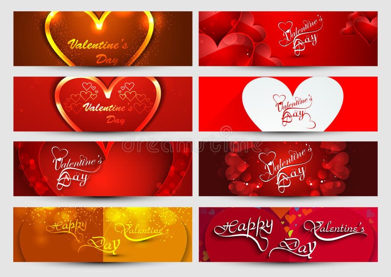 Valentine S Day Banners or Headers Set Colorful Stock Illustration ...