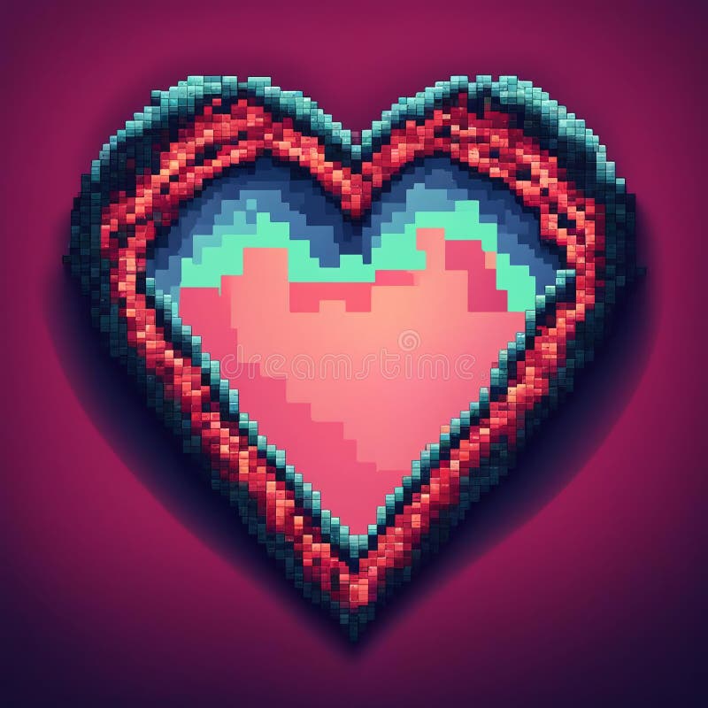 Valentine S Day Heart is Made of Pixels. Stock Illustration ...