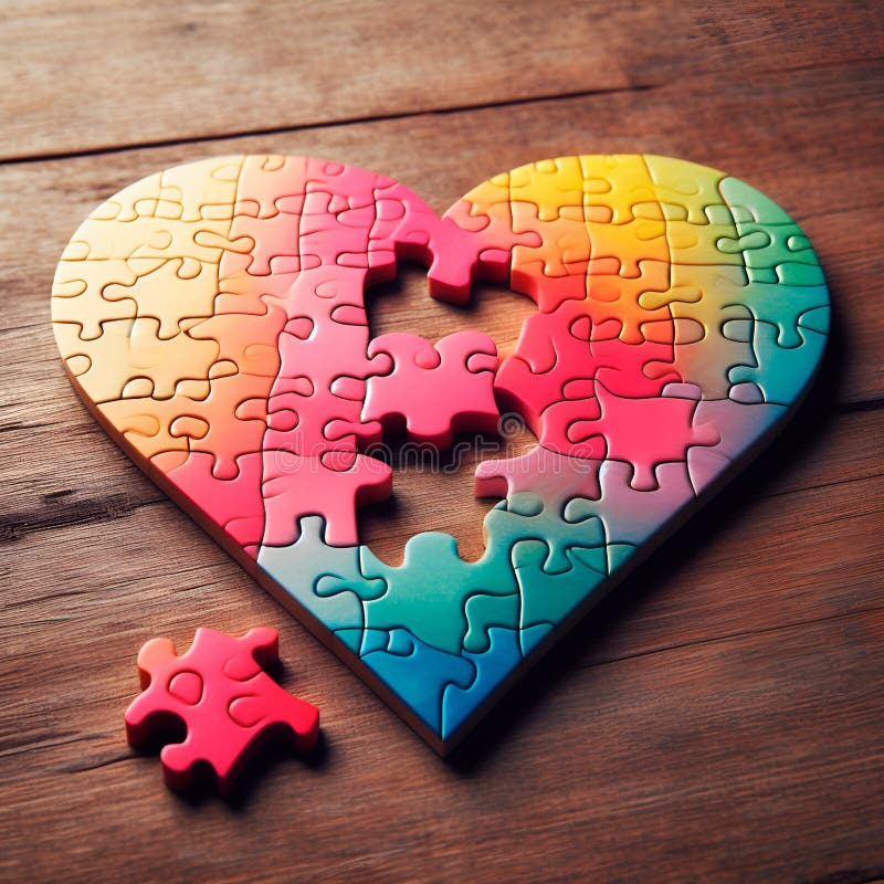 Valentine S Day. a Heart Made Up of Puzzle Pieces Stock Illustration ...