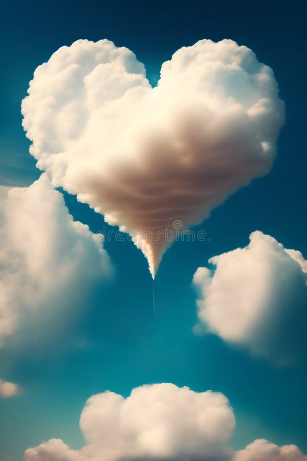 Valentine S Day Heart Shaped Clouds Flying Stock Illustration ...