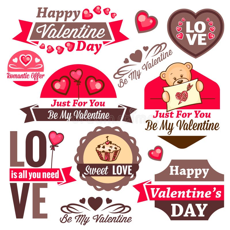Valentine`s day logos stock vector. Illustration of ornament - 33662810