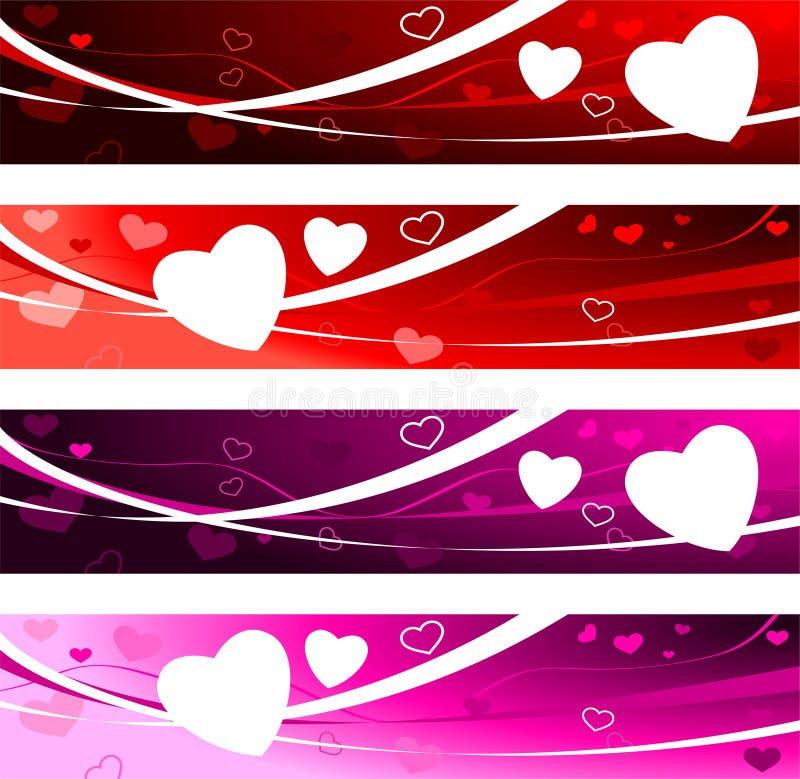 Valentine S Day Love Banners Stock Vector - Illustration of vibrant ...