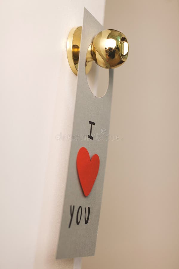 Valentine S Day Lovely Message Hanging on a Door. Stock Image - Image ...