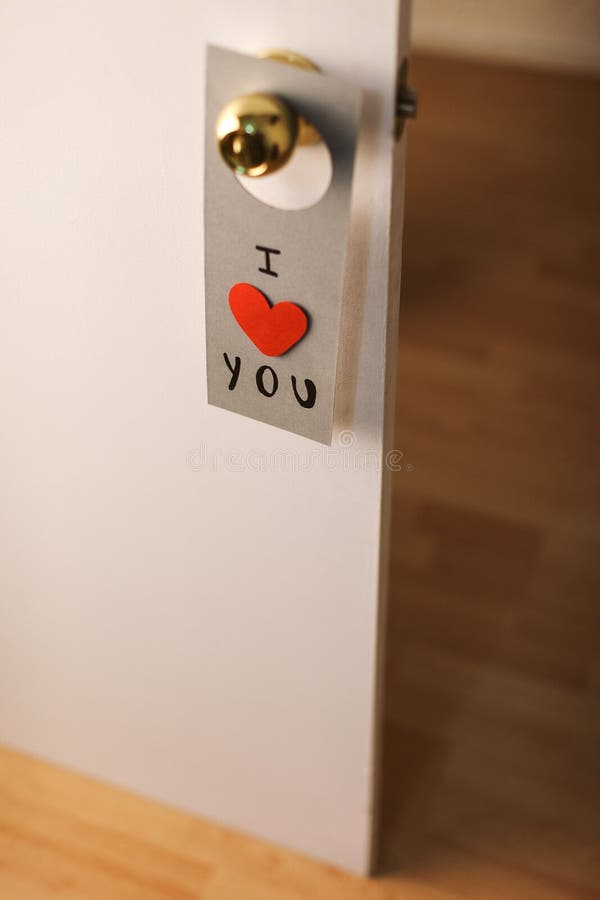 Valentine S Day Lovely Message Hanging on a Door. Stock Photo - Image ...