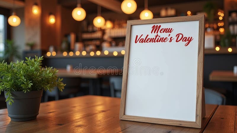 Valentine S Day Menu Sign in Cozy Restaurant Setting Stock Image ...
