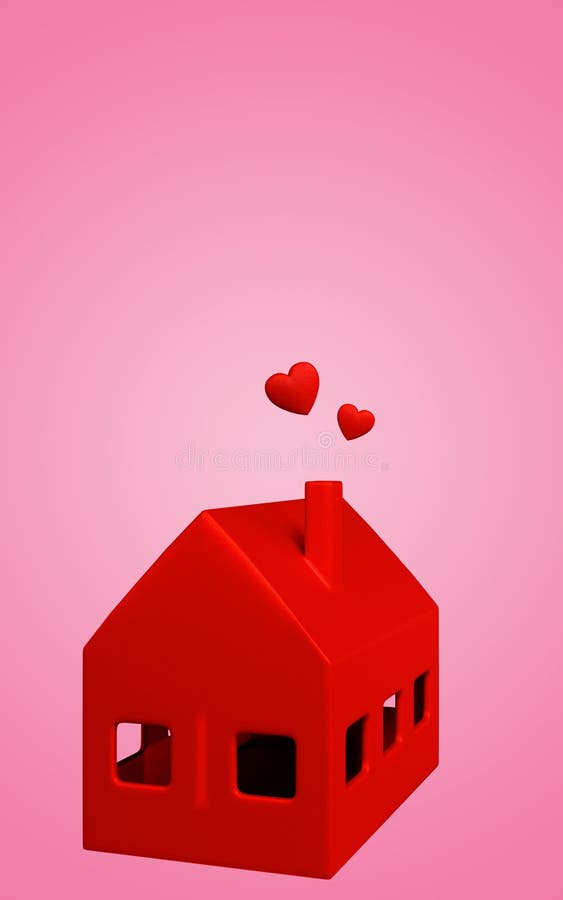 Valentine S Day. Miniature House Red Hearts Stock Illustration ...