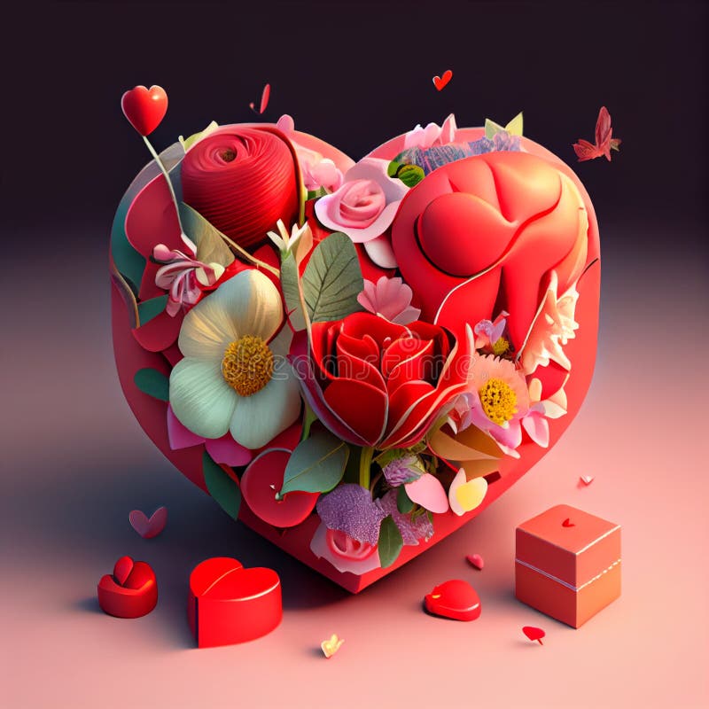 Valentine S Day on Pink Background. Realistic Heart Shape and 3d Style ...