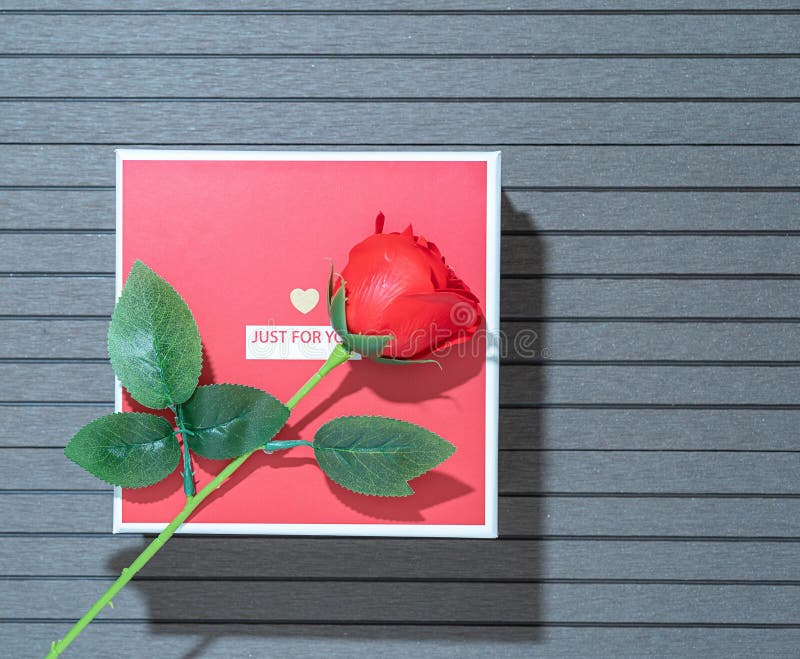 Valentine`s Day with Red Box and Red Roses Stock Image - Image of ...