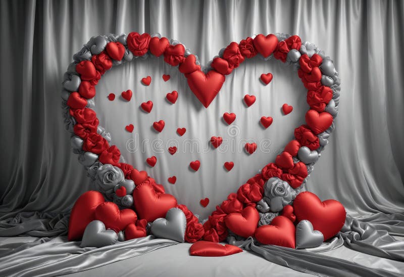 Valentine`s Day. Red Heart Shape Backdrop Stock Illustration ...