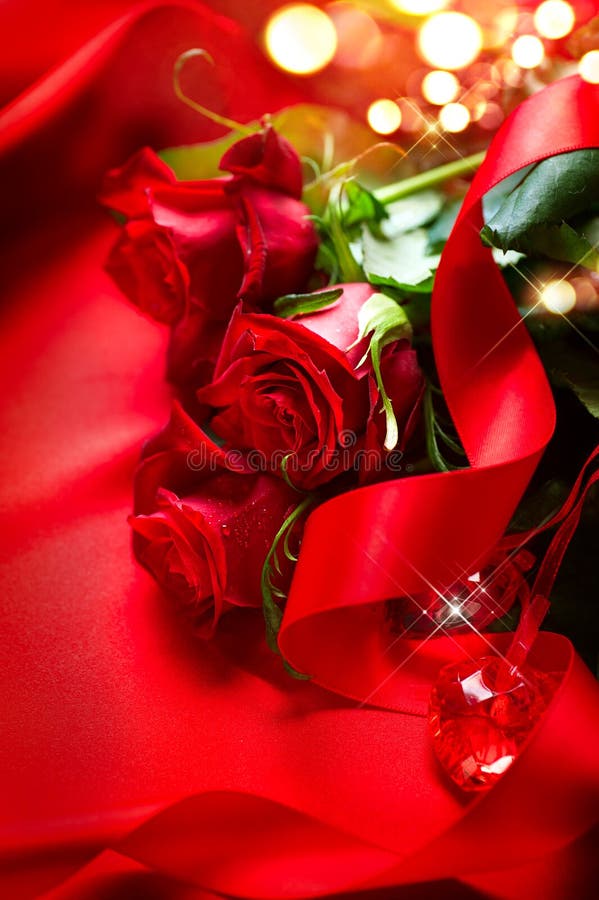 Red Silk and Rose Petals stock photo. Image of passion - 16123758