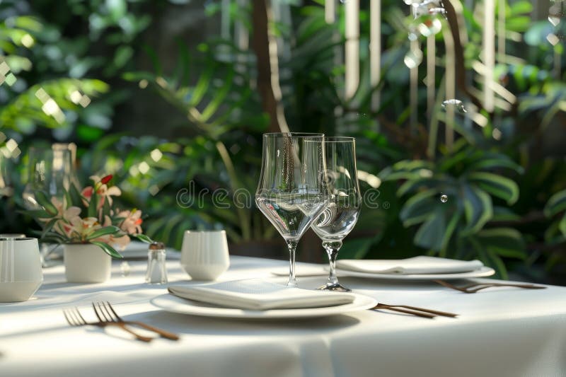 Romantic Evening. Elegant Dining Table Setting of Restaurant Stock ...