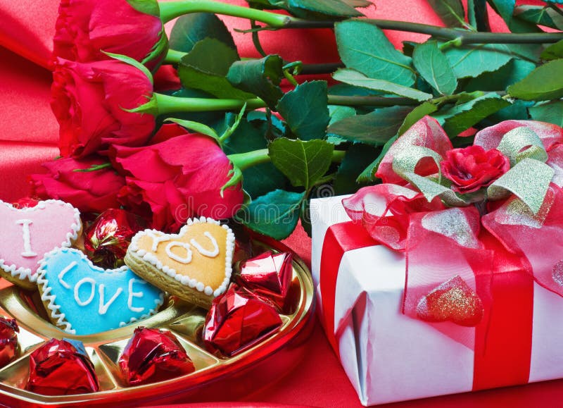 Candy and Roses stock image. Image of gifts, birthday - 22503709