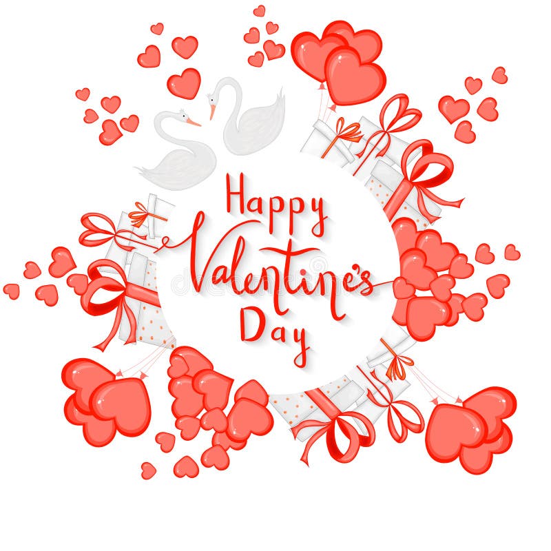 Valentine`s Day Round Frame. Cartoon Style Stock Illustration ...