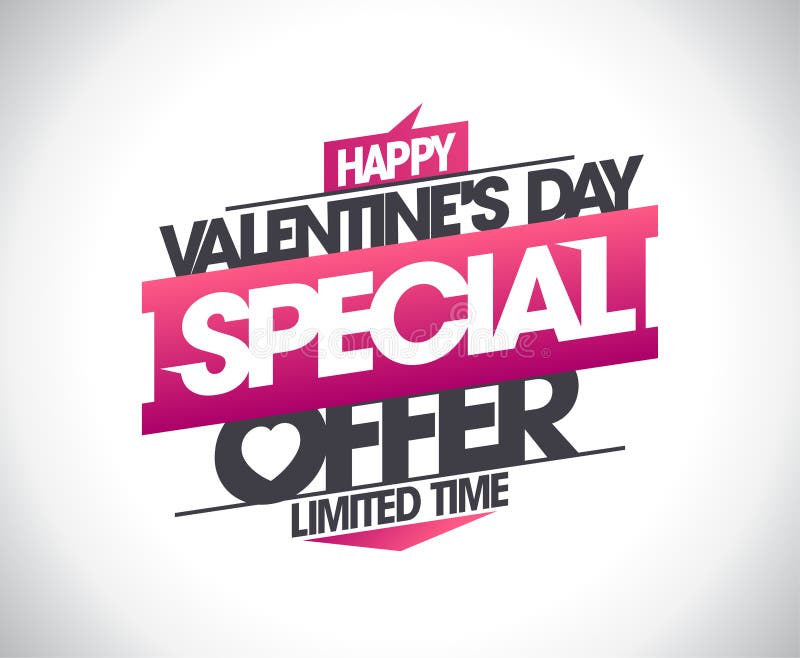 Valentine`s Day Special Offer Web Banner Mockup Stock Vector ...