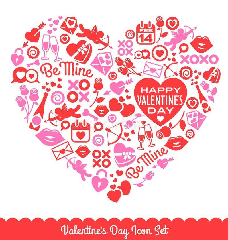 Valentine S Day Vector Icons Stock Vector - Illustration of cloud, card ...