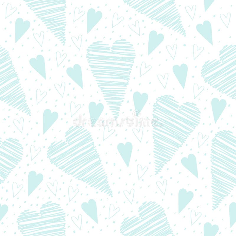 Valentine Seamless Pattern with Turquoise Hearts on a White Background ...