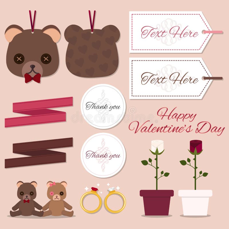 Valentine Set stock vector. Illustration of couple, rings - 64244166
