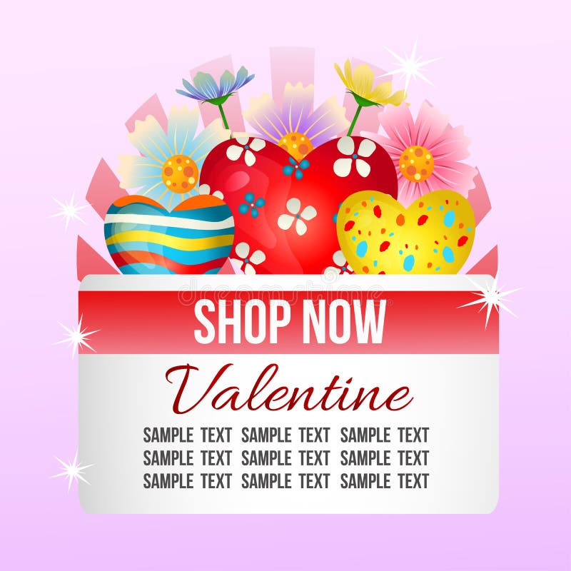 Valentine Shop Theme with Candy Heart and Flower Stock Vector ...