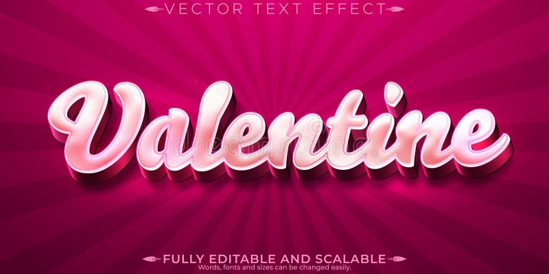 Valentine Text Effect, Editable Romantic and Love Font Style Stock ...